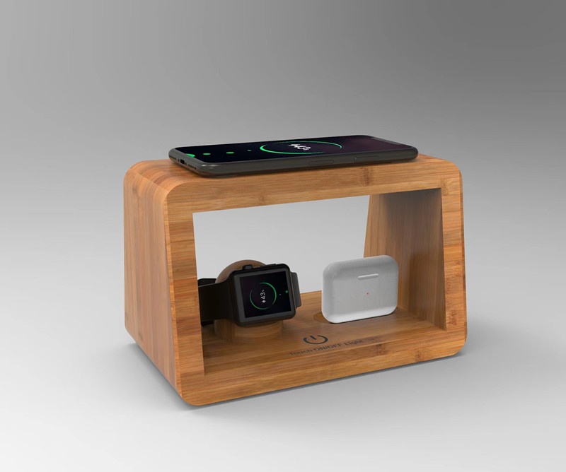 6 in 1 15W Bamboo Wireless Charger for iphoneairpodsiwatch with 3 ...